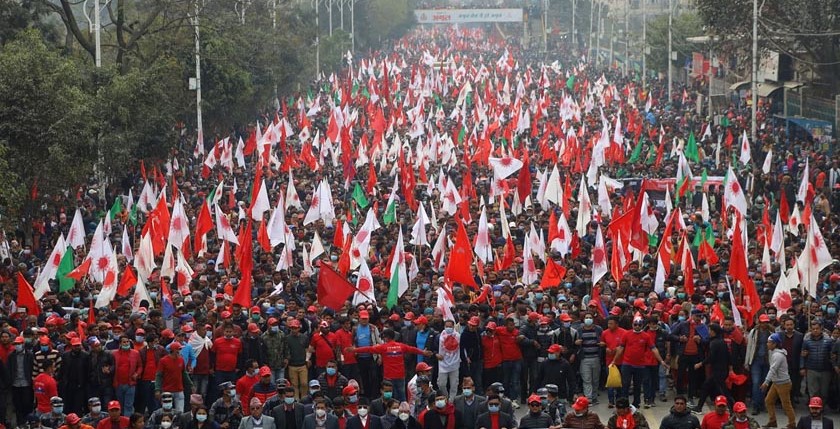 प्रचण्ड–माधव पक्षको शक्ति प्रदर्शन, विरोधसभा अघिको र्‍याली